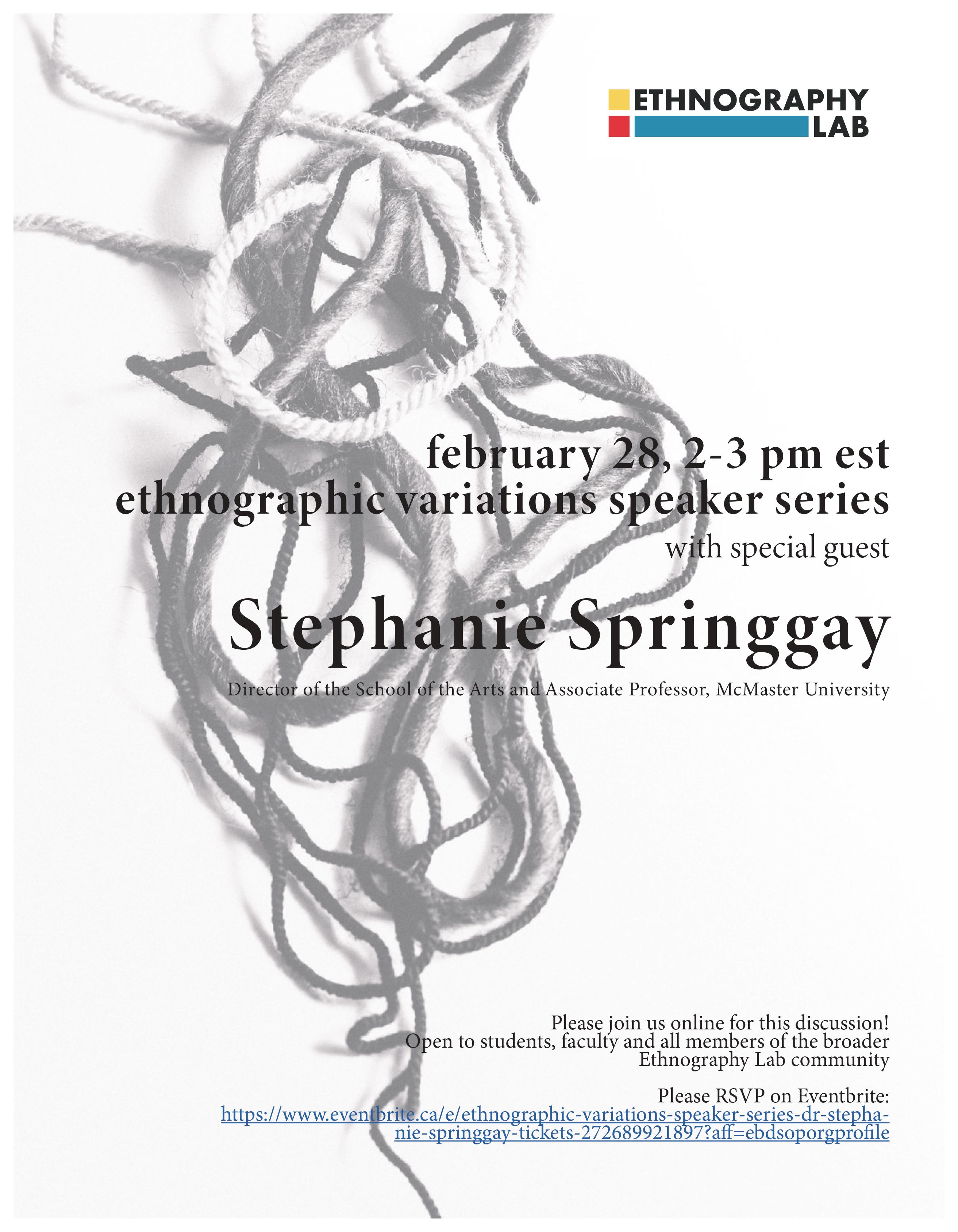 Ethnographic Variations Speaker Series: Dr. Stephanie Springgay | Ethnography Lab